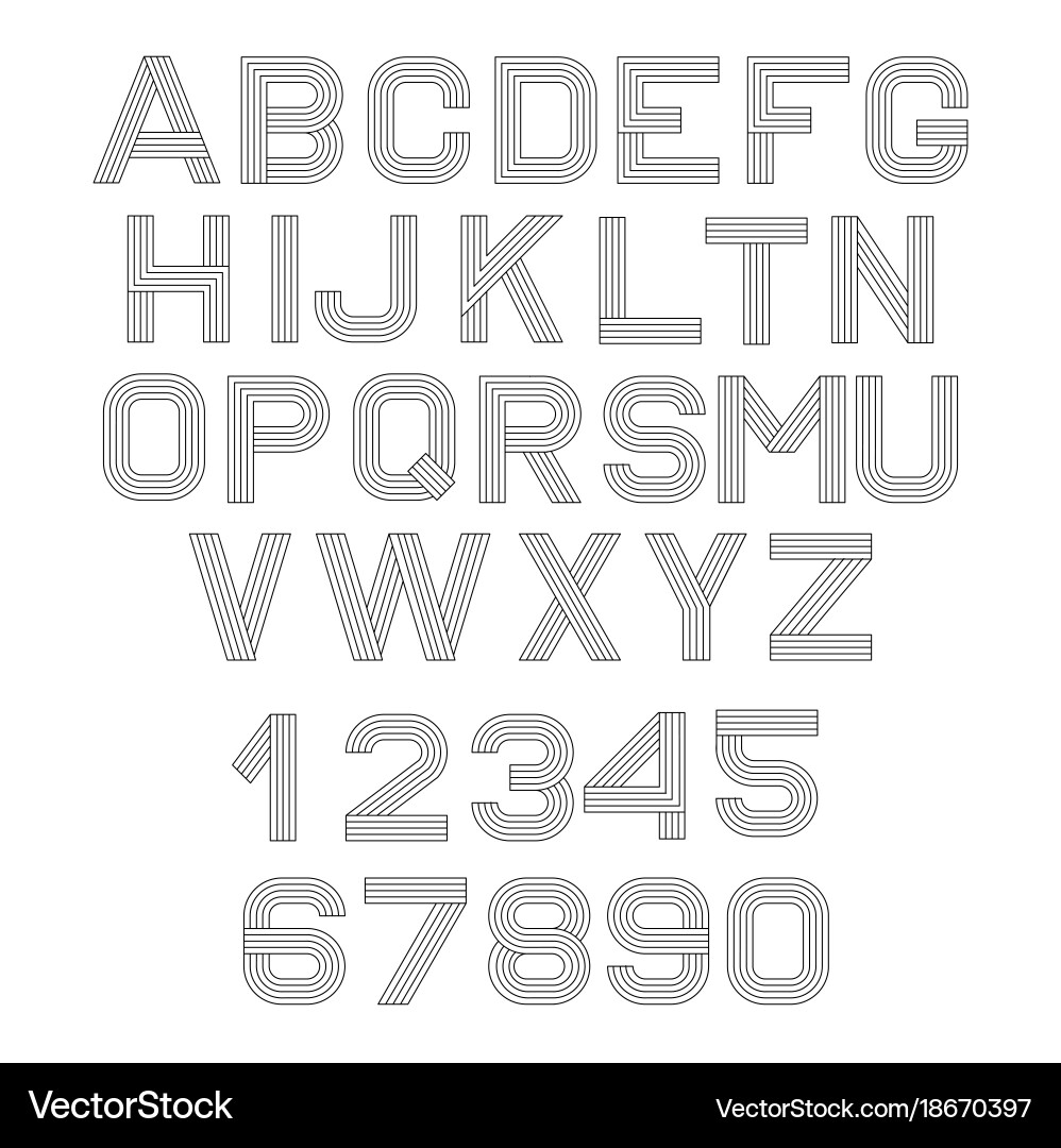 Mono Line Alphabet Royalty Free Vector Image - VectorStock