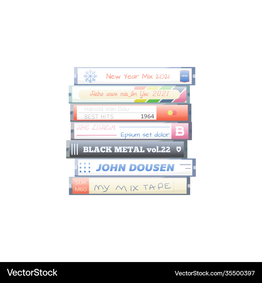 Retro Audio Cassette Stack Royalty Free Vector Image