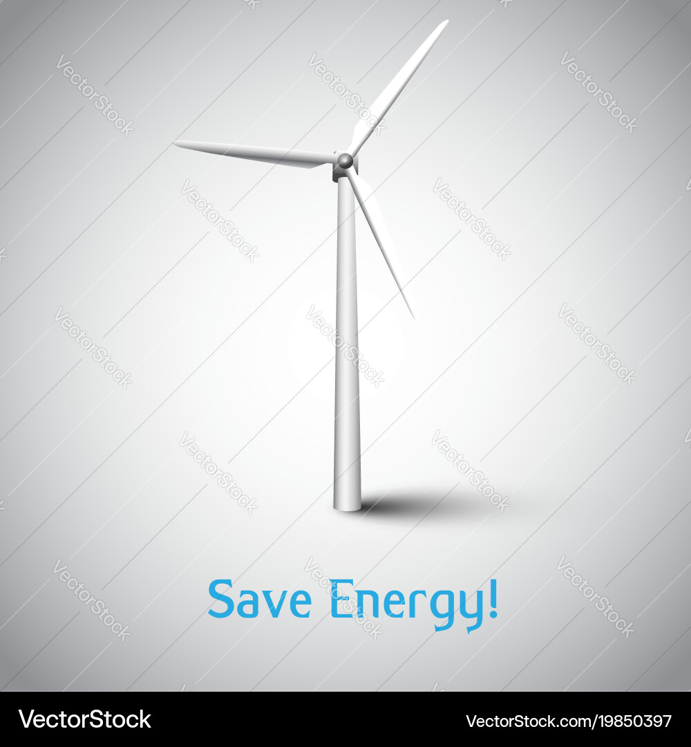 Save energy with wind turbine and grass Royalty Free Vector