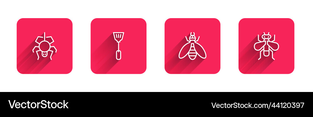 Set line spider fly swatter bee and insect Vector Image