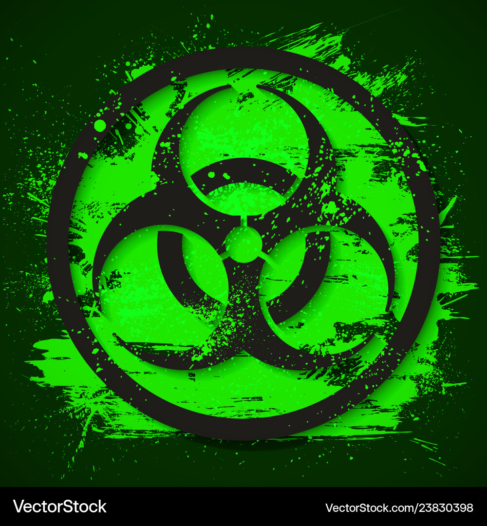 Biohazard dangerous sign on green slime background