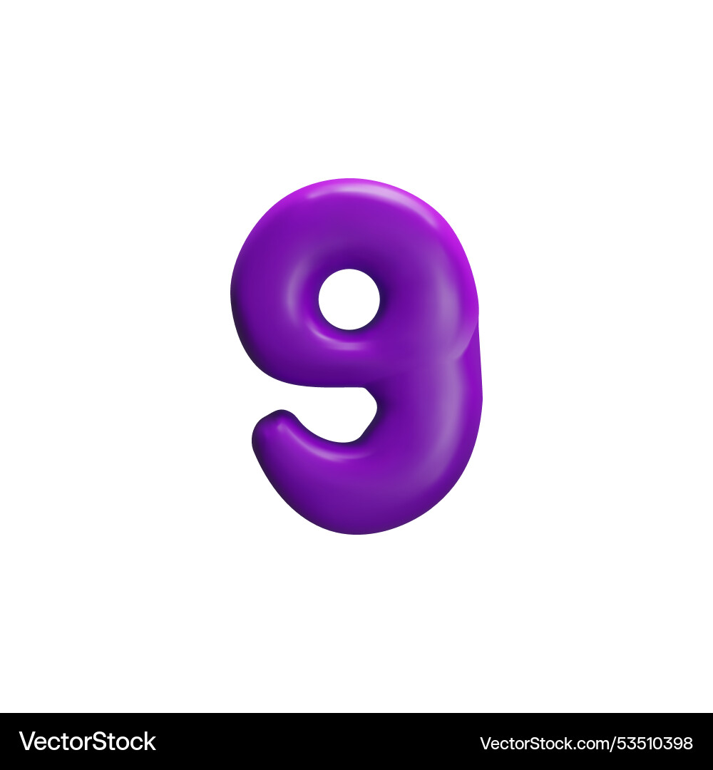 Cute 3d nine-digit purple color is great Vector Image