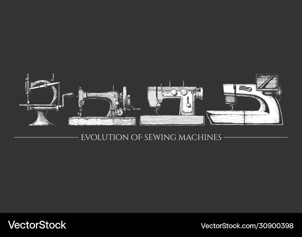 Evolution sewing machines Royalty Free Vector Image