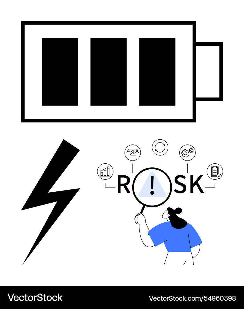 Exploring risk management with a battery icon Vector Image