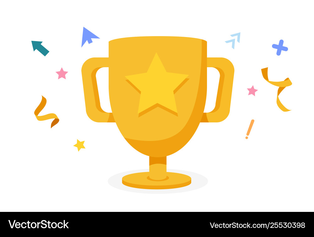 Golden Trophy with Confetti Award Royalty Free Vector Image