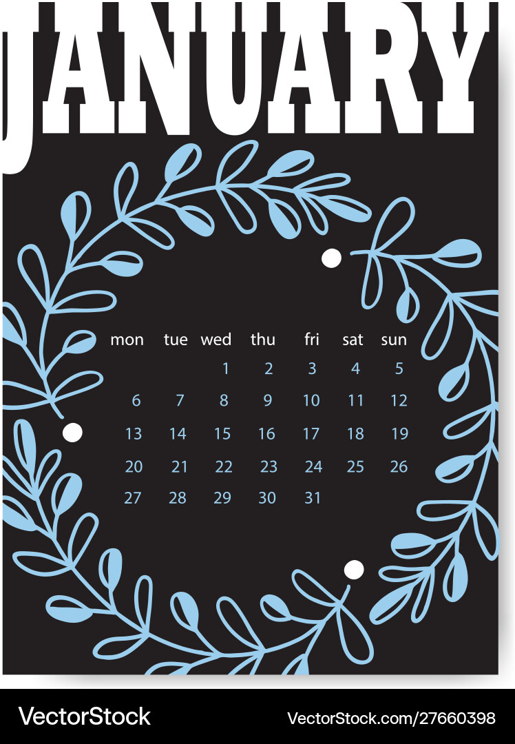 January calendar design template creative Vector Image