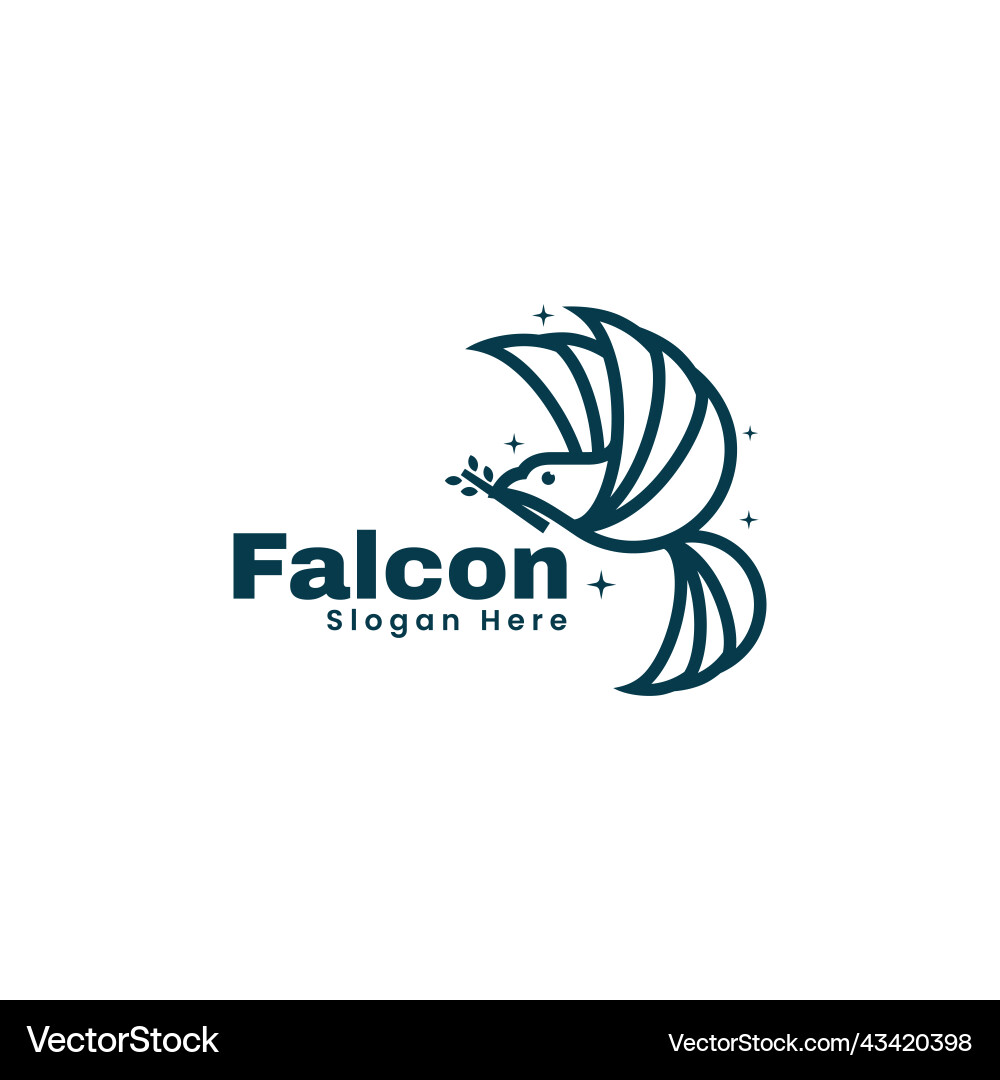 Logo falcon line art style Royalty Free Vector Image