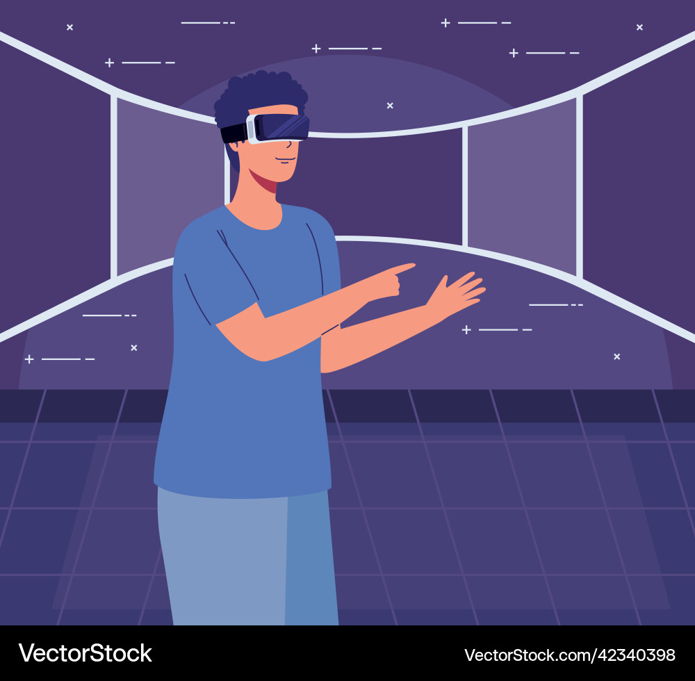 Man using vr mask scene Royalty Free Vector Image