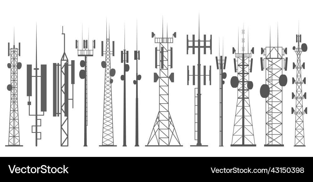 Mobile towers set internet network radio Vector Image