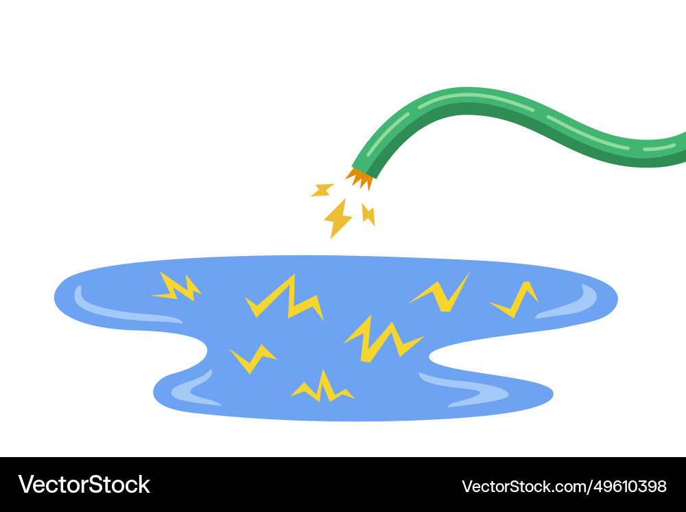 Puddle under electricity high voltage cable Vector Image