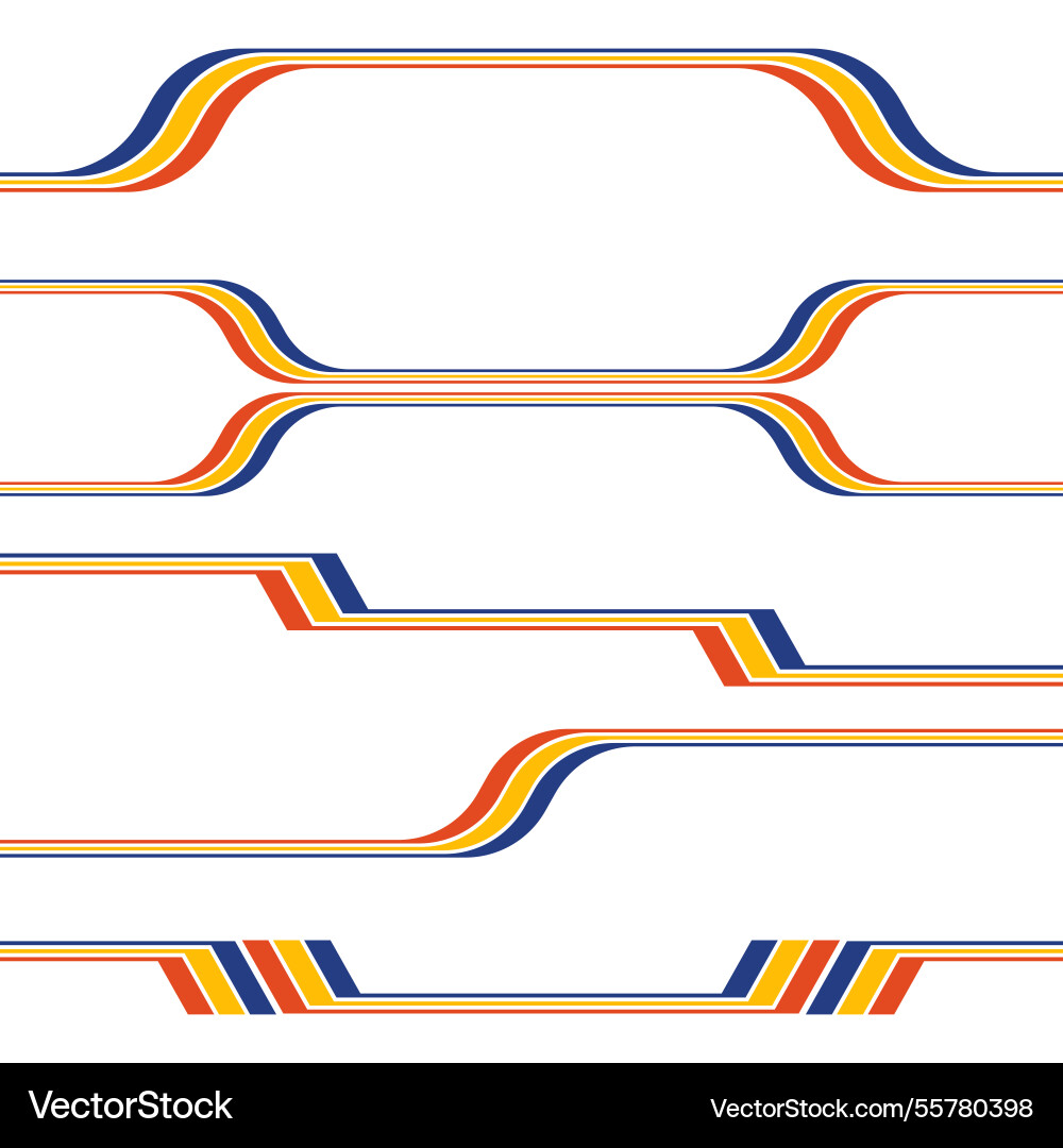 Racing three colours linear decals set Royalty Free Vector
