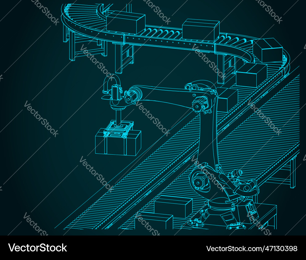 Robotic factory conveyor line Royalty Free Vector Image