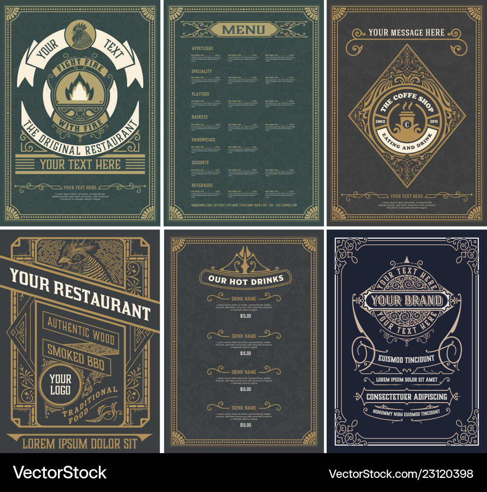 Restaurant mit Restaurant Menü Vorlagen Vektorbild