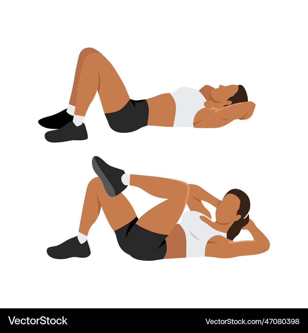 Woman doing modified crunches abdominals exercise Vector Image