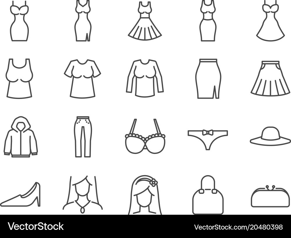Frauen Kleidung Icon Set Royal Free Vector Bild