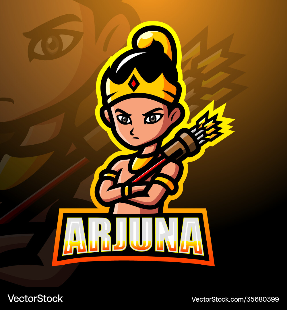 Arjuna mascot esport logo design Royalty Free Vector Image
