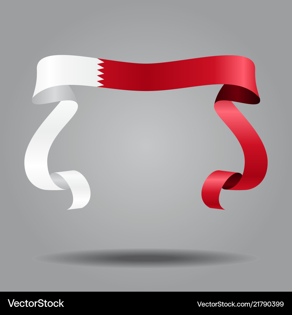 Bahrain flag wavy ribbon background Royalty Free Vector
