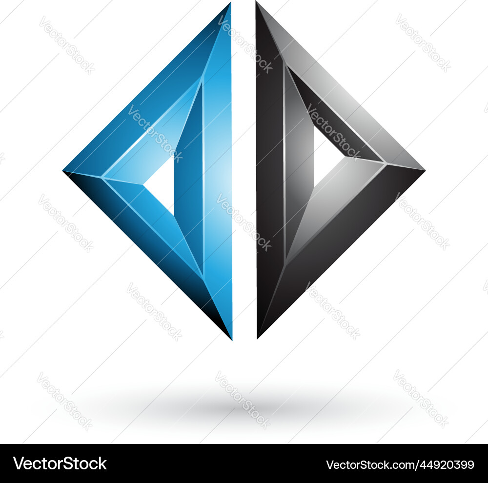 Blue and black frame like embossed diamond shape Vector Image