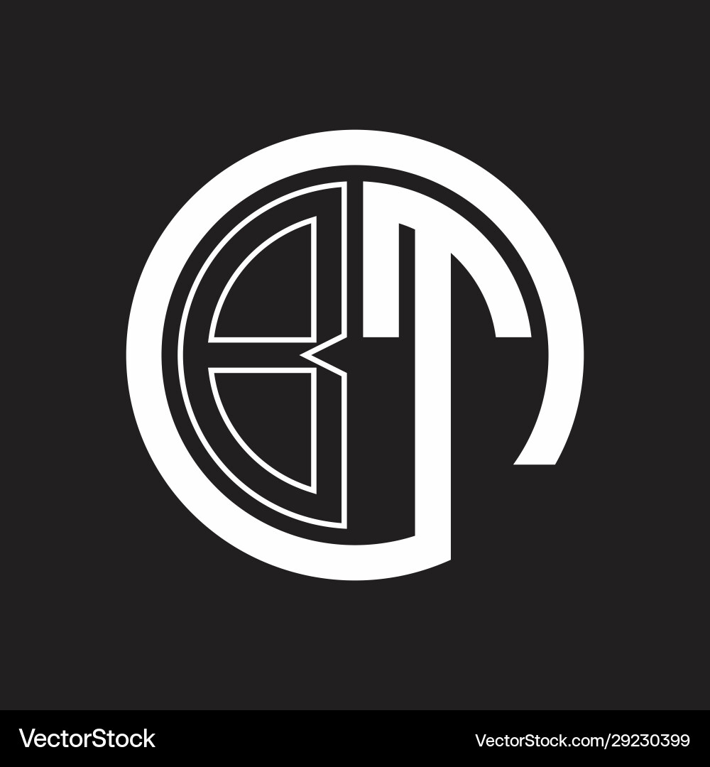 Bt logo with circle rounded negative space design Vector Image