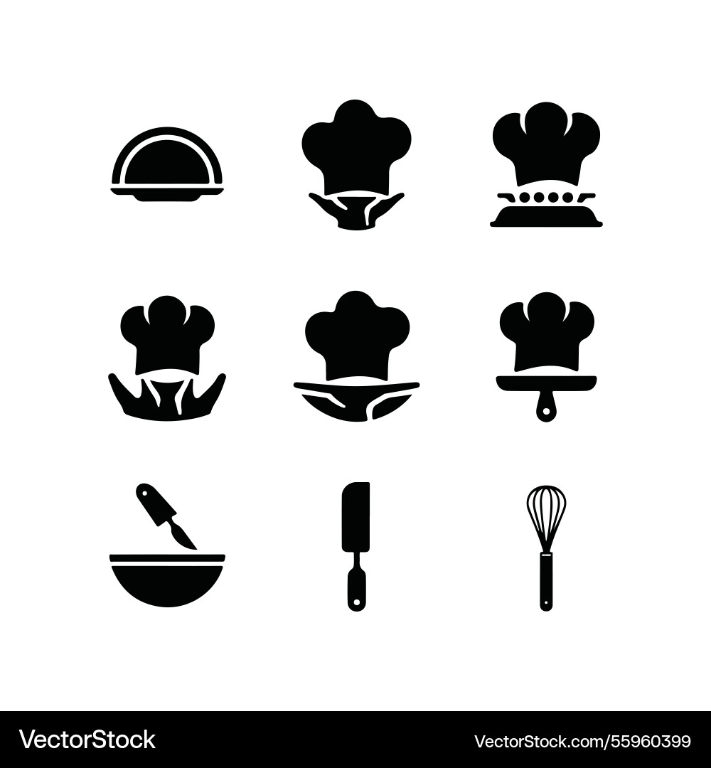 Chef icon set editable stroke Royalty Free Vector Image