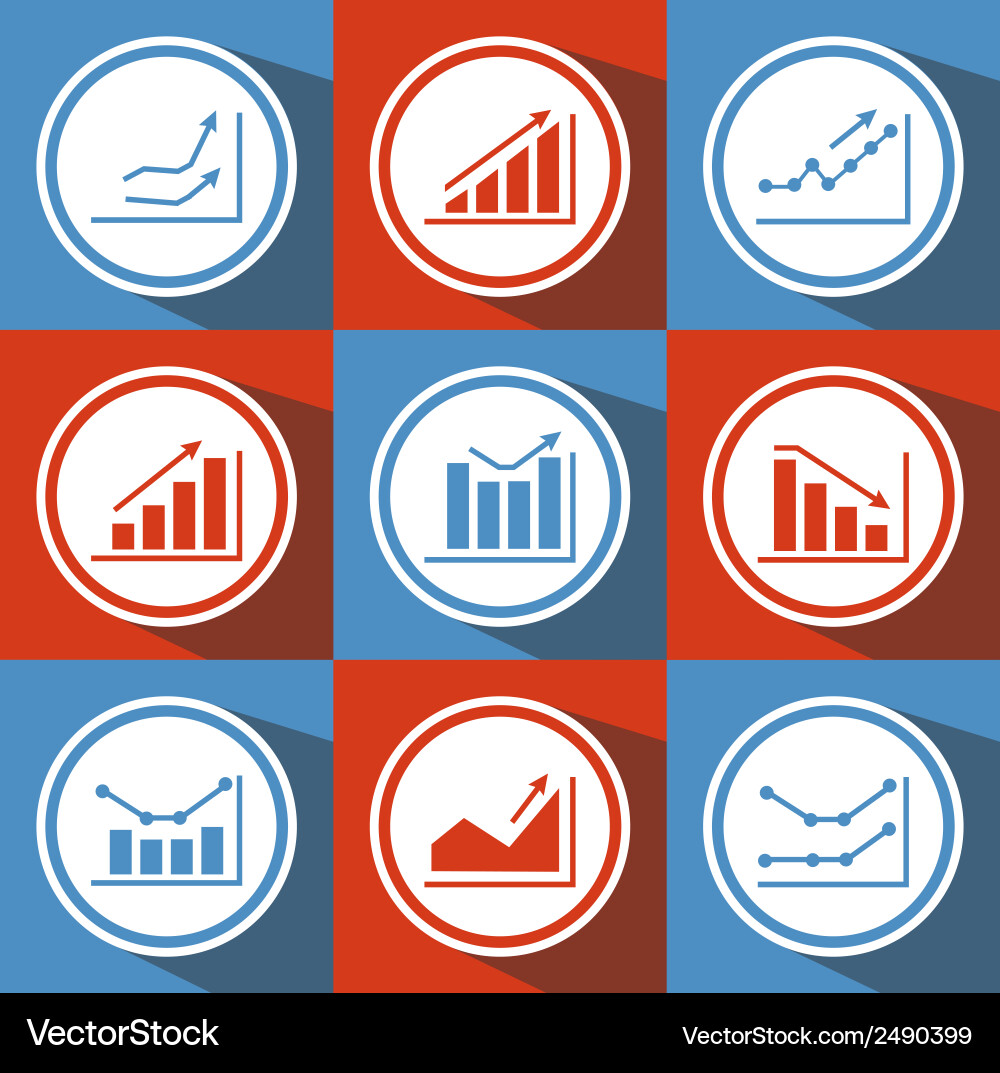 Icons with charts for design Royalty Free Vector Image