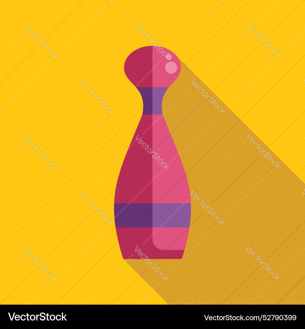 Pink bowling pin casting long shadow on yellow Vector Image