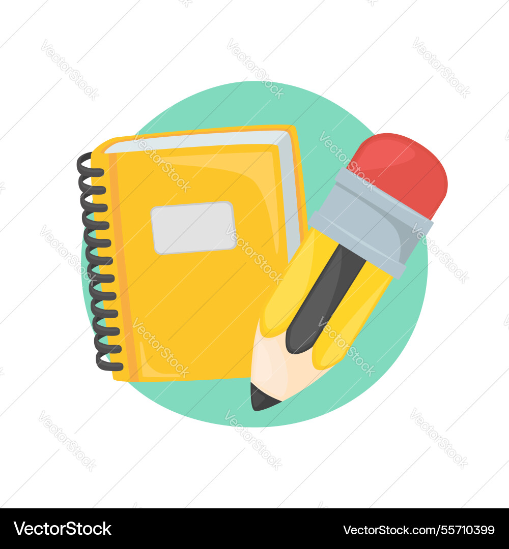 School pencil notebook emoji icon Royalty Free Vector Image