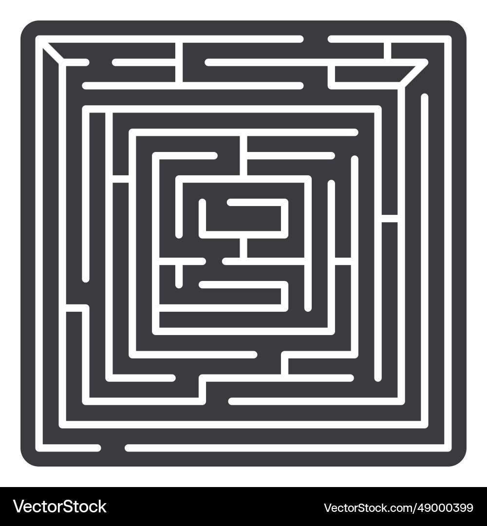 Simple cut out square shaped maze Royalty Free Vector Image