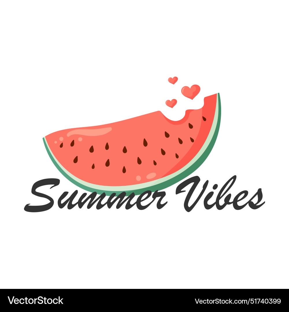 Summer vibes lettering with watermelon slice Vector Image
