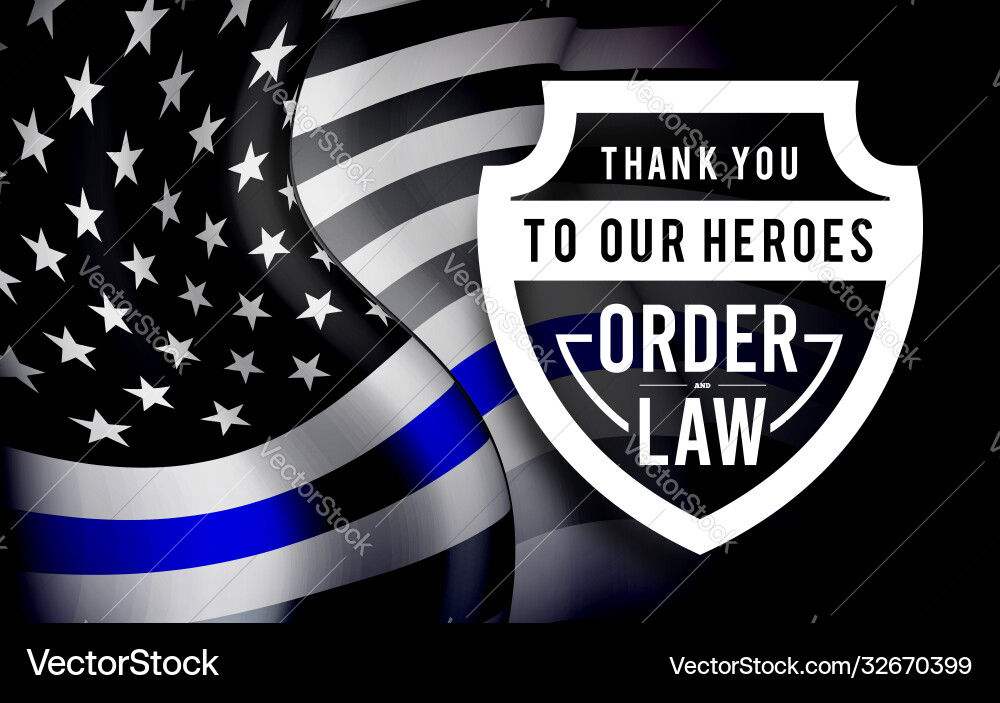 Thin Blue Line USA Flag Royalty Free Vector Image
