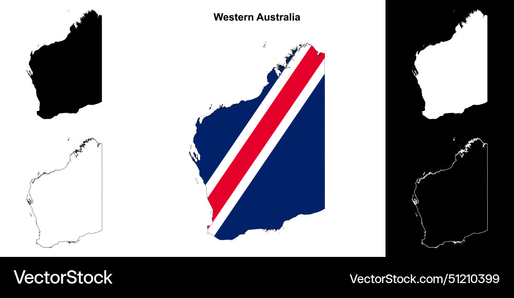 Western australia outline map Royalty Free Vector Image