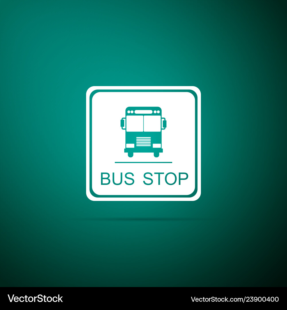 Bus stop sign isolated on green background Vector Image