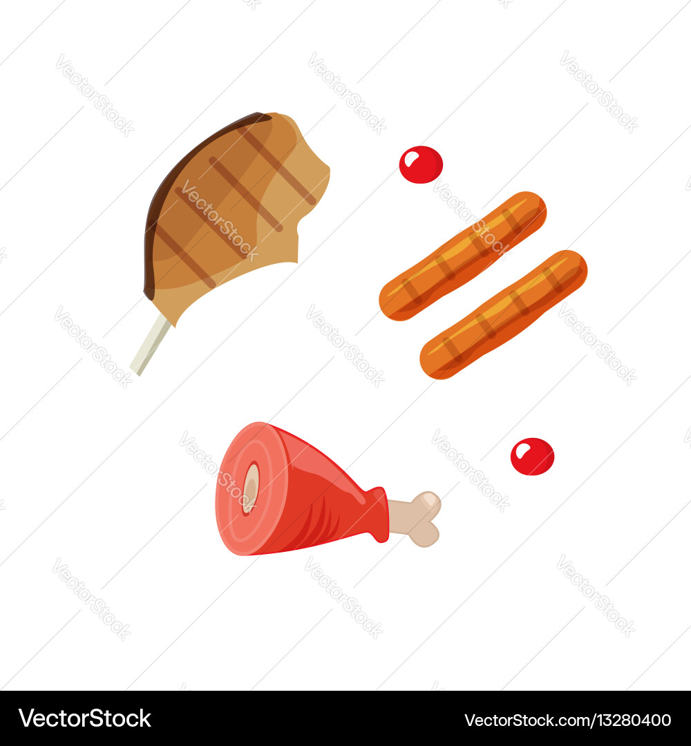 Cooked meat food grilled Royalty Free Vector Image