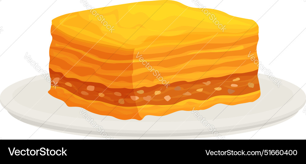 Delicious baklava resting on white plate Vector Image