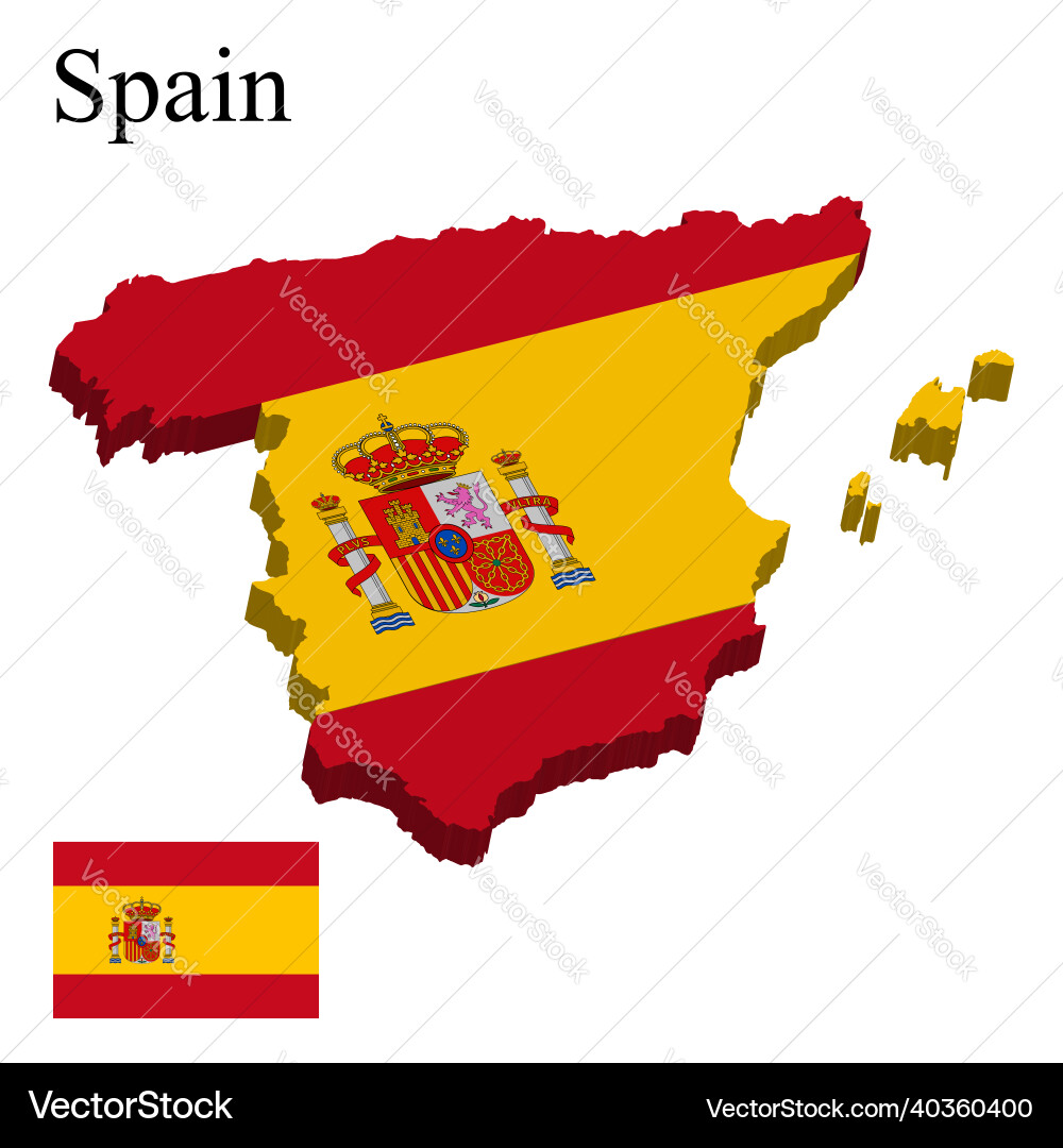 Flag of spain on map white background Royalty Free Vector