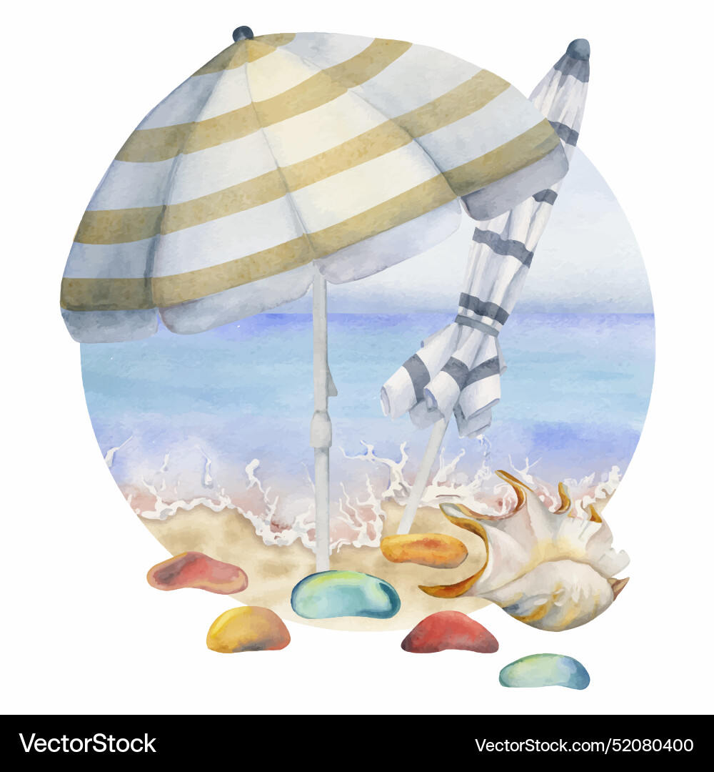 Hand drawn watercolor composition seascape Vector Image