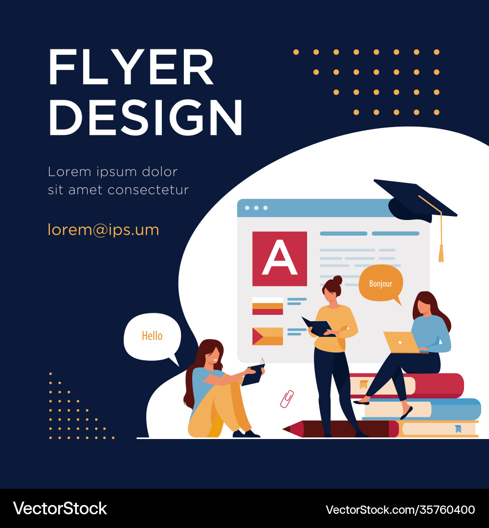 Happy women learning language online Royalty Free Vector