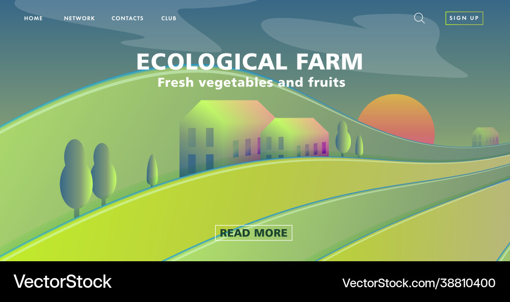 Landing page banner with landscape Royalty Free Vector Image