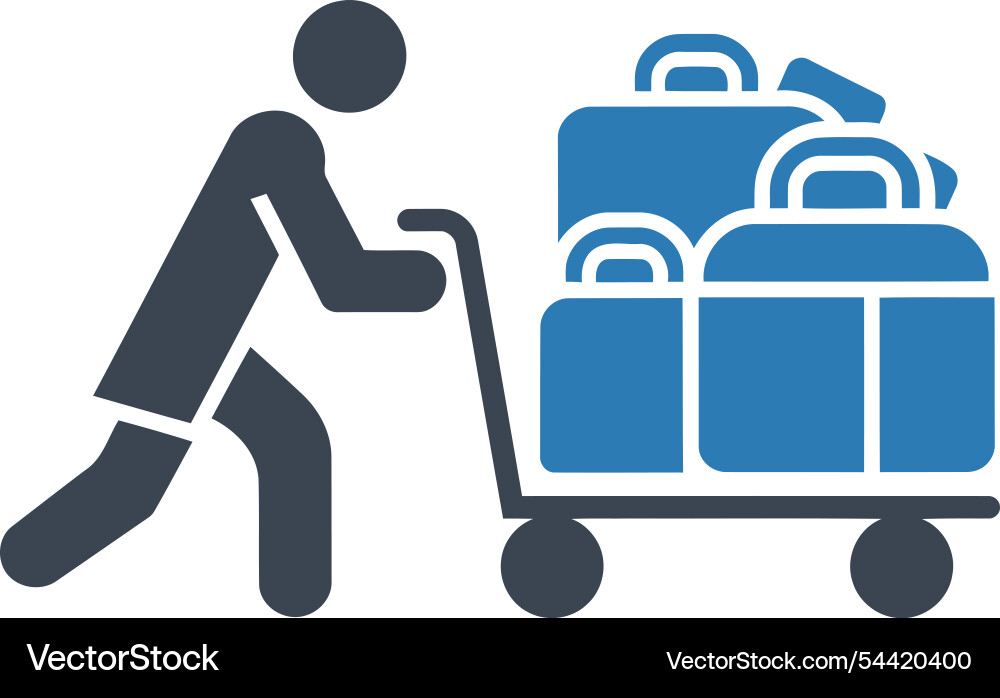 Man pushing luggage trolley icon Royalty Free Vector Image