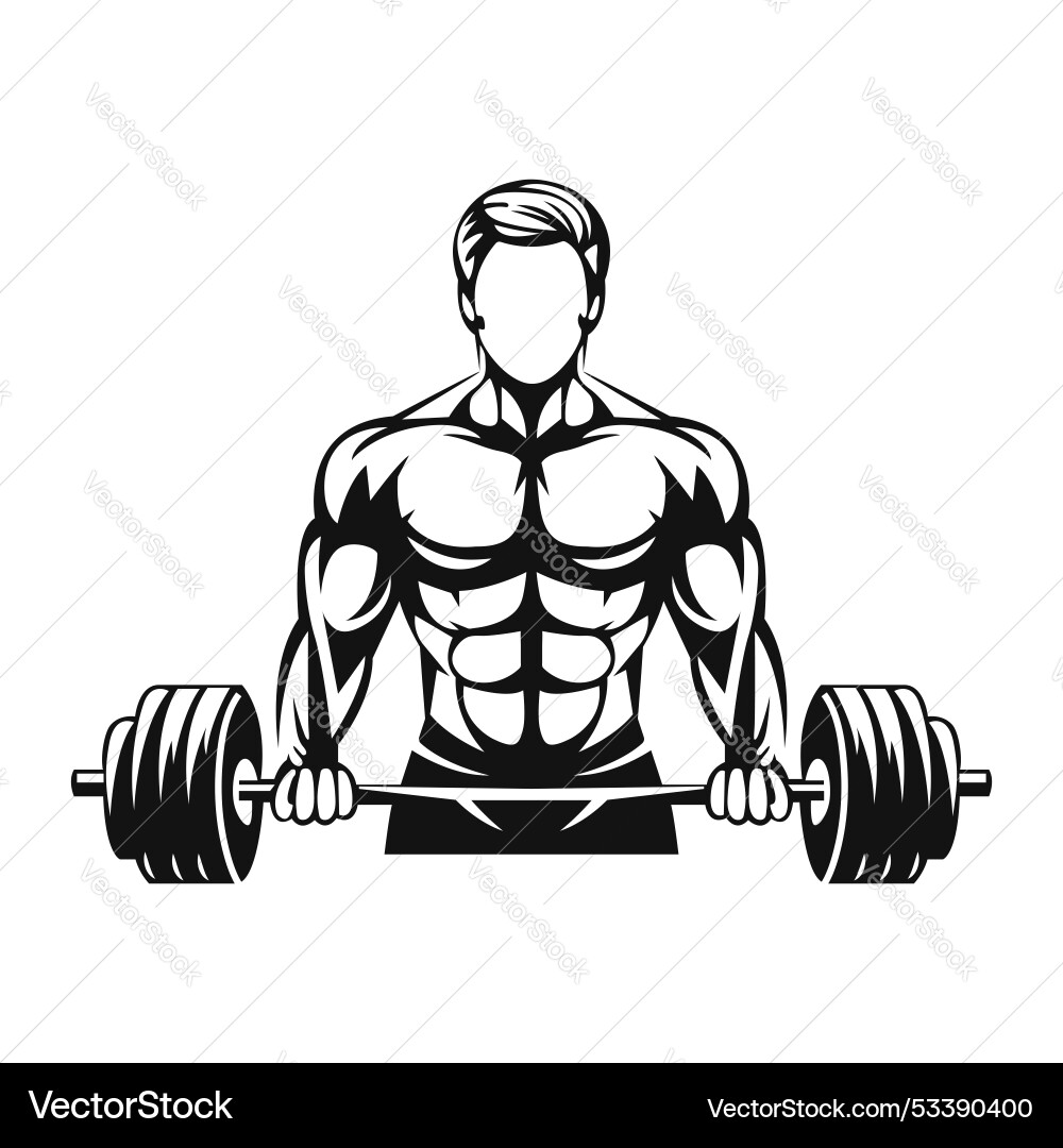 Minimal bodybuilder lifting dumbbell silhouette Vector Image