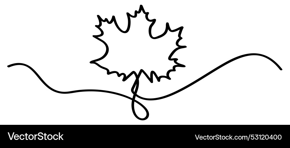 Minimalist maple leaf line art Royalty Free Vector Image
