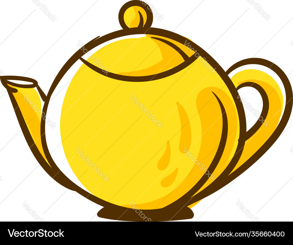 Round yellow teapot on white background Royalty Free Vector