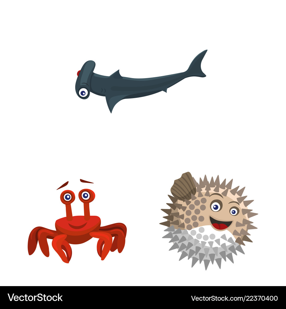 Sea and animal sign set Royalty Free Vector Image