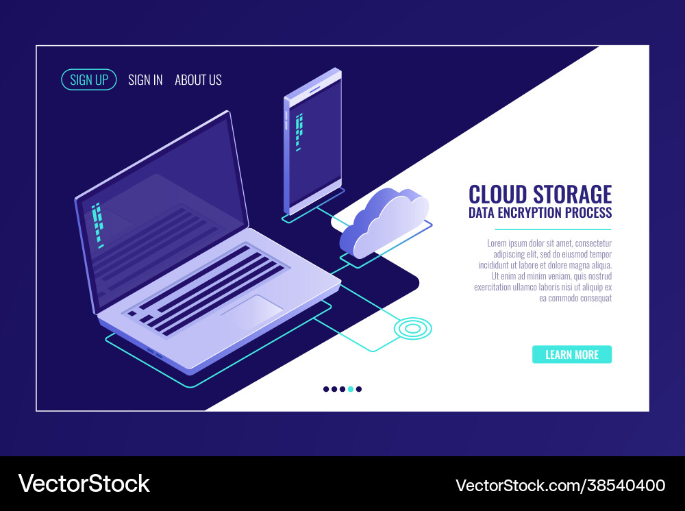 System cloid file storaging laptop Royalty Free Vector Image
