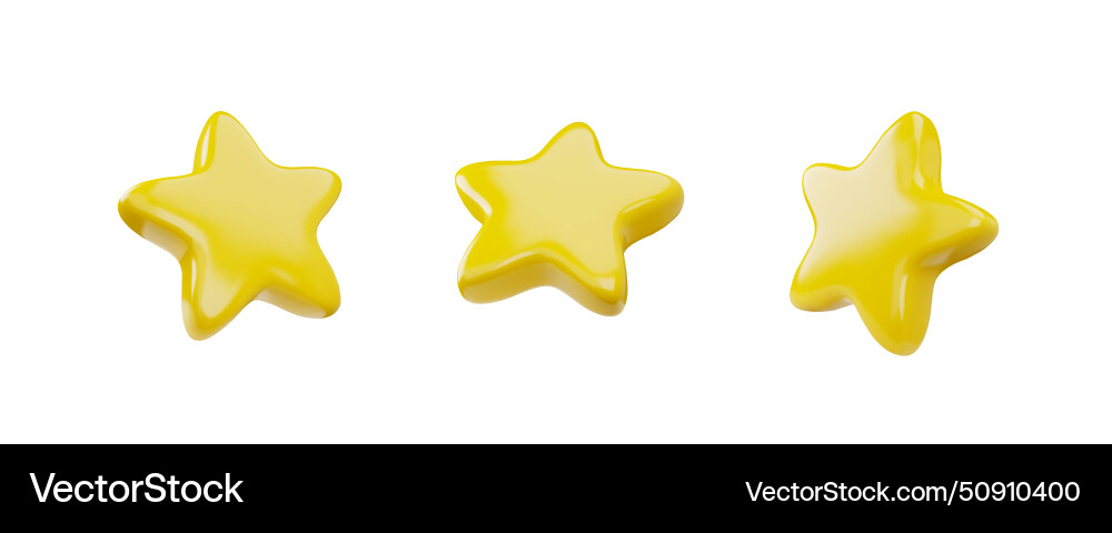Yellow star realistic 3d icon set golden Vector Image