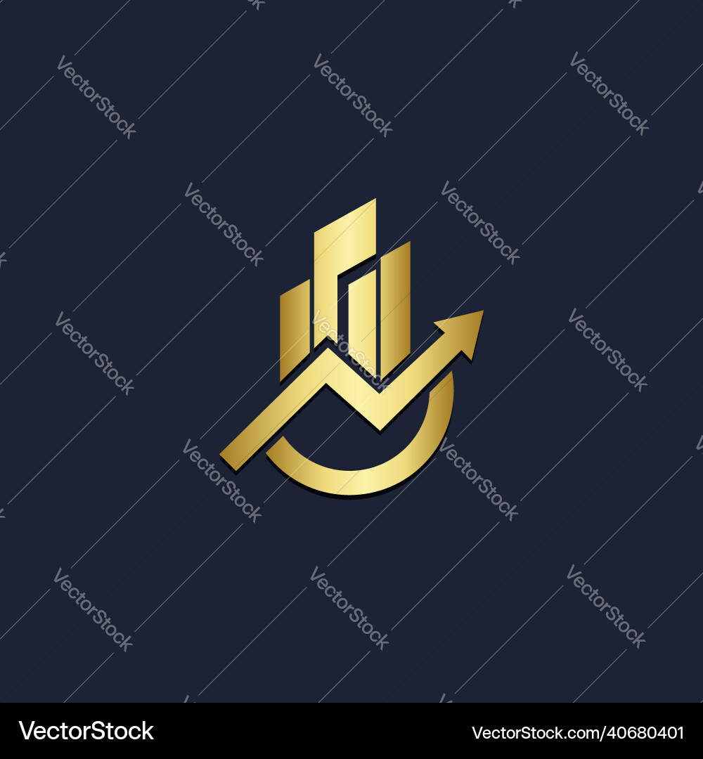 Building business arrow gold logo Royalty Free Vector Image