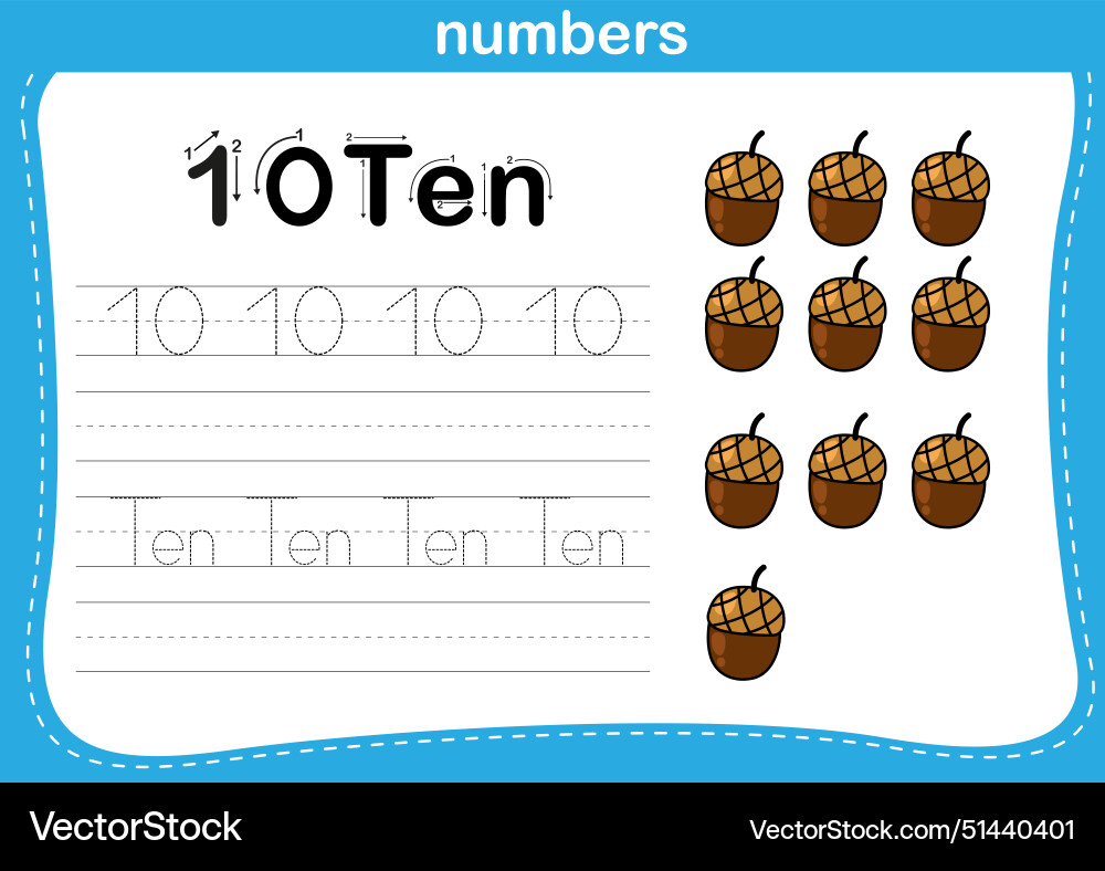 Connecting dot and printable numbers exercise Vector Image