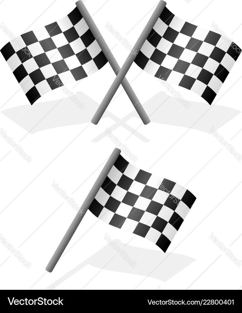 Cross and single racing flags with shadow Vector Image