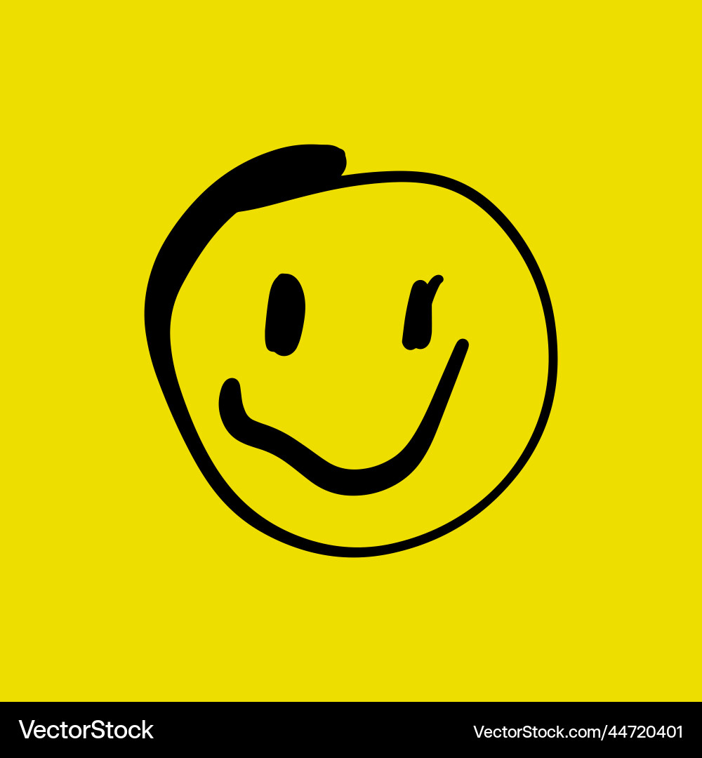 Funny liquid melt groovy cartoon smiley Royalty Free Vector