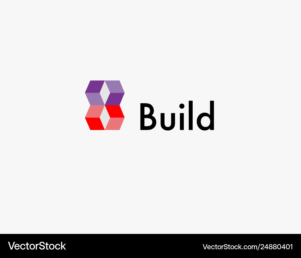 Geometric 3d logo for construction company Vector Image